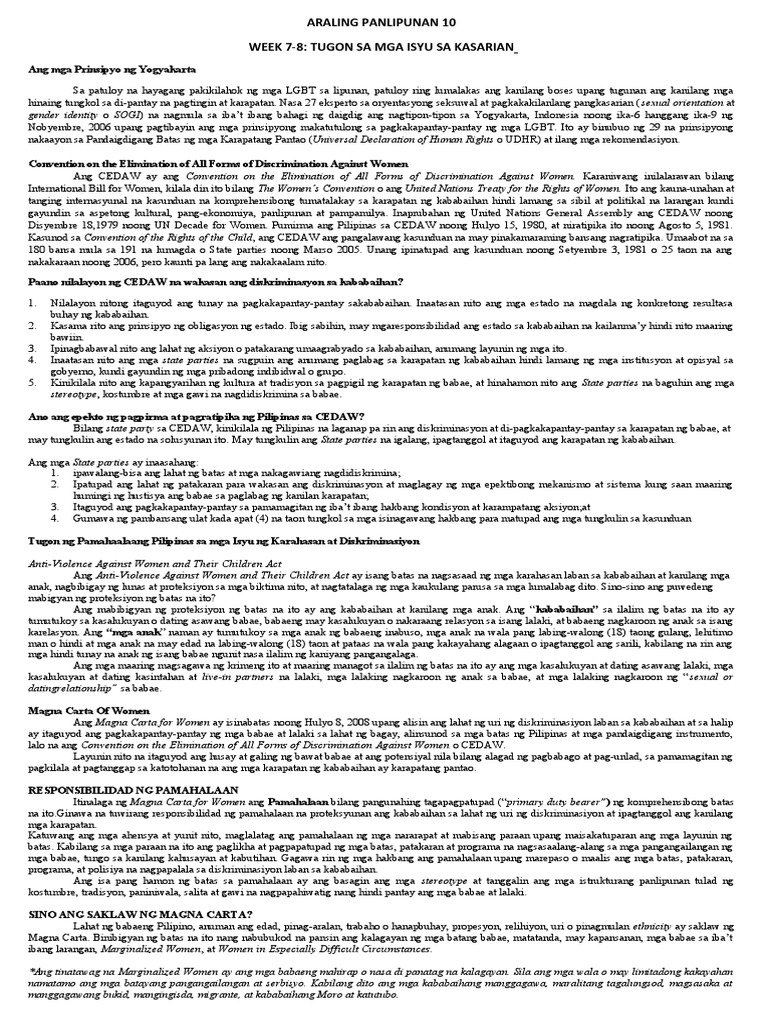 Ap 10 Week 7-8 | PDF