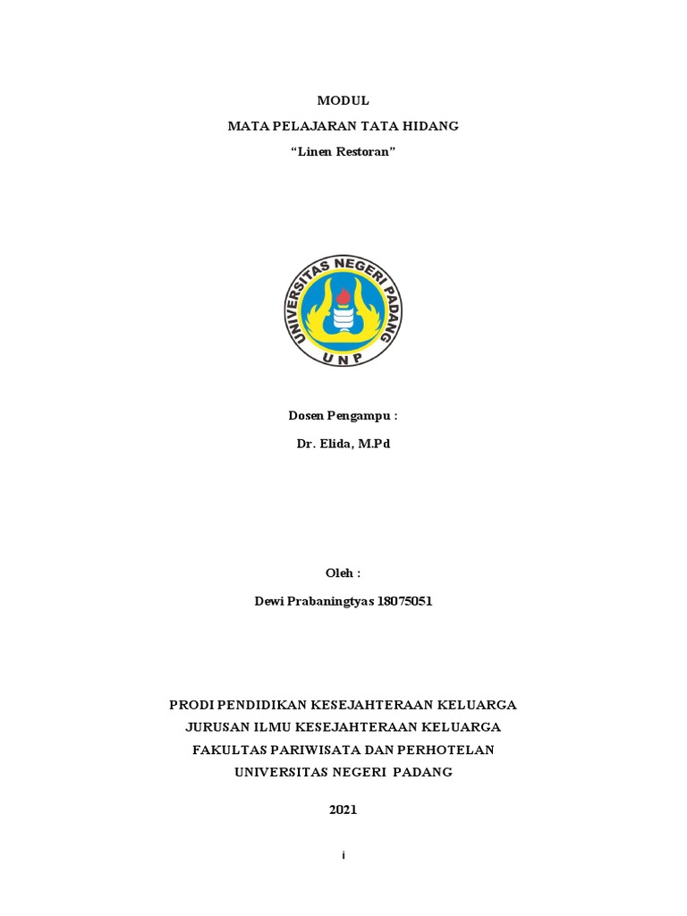 MODUL TATA HIDANG LINEN RESTORAN - Dewi Prabanigtyas 18075051 | PDF
