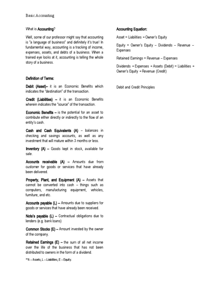Basic Accounting - Notes | PDF