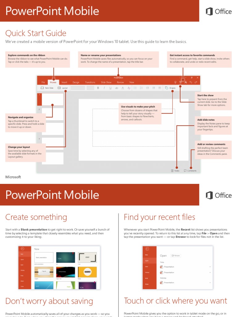 Powerpoint Mobile Quick Start Guide | PDF | Microsoft Power Point ...