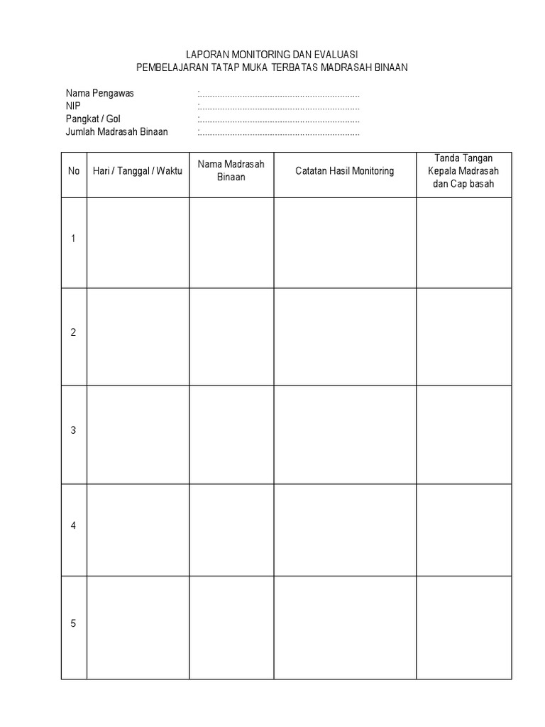 Contoh Laporan Monitoring PTM | PDF | Bisnis | Komputer