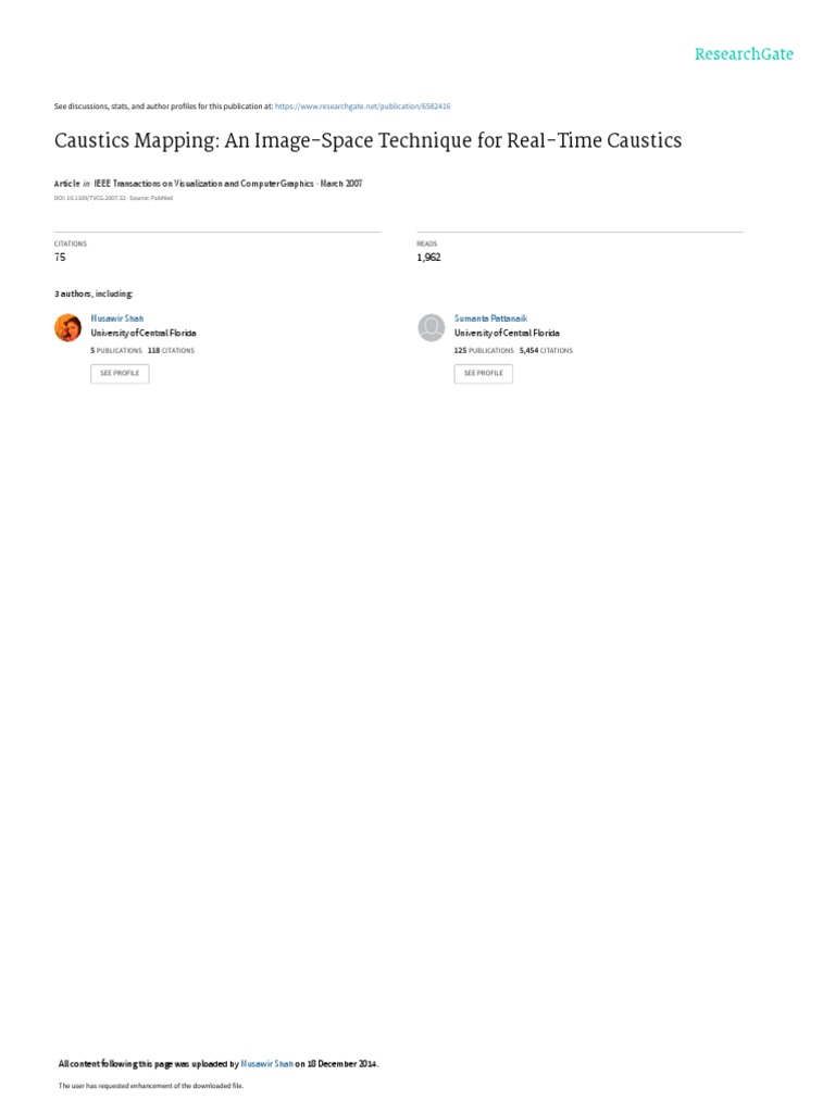Caustics Mapping: An Image-Space Technique For Real-Time Caustics | PDF | Rendering (Computer ...