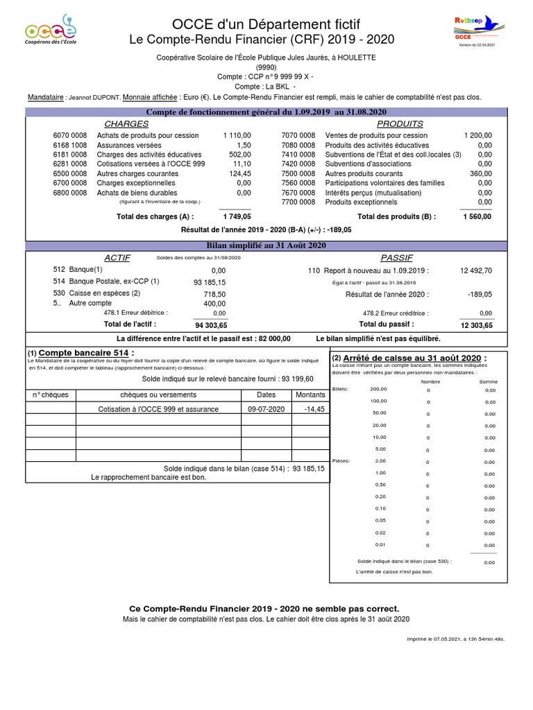 CRF Fictif | PDF | Comptabilité | Comptabilité financière