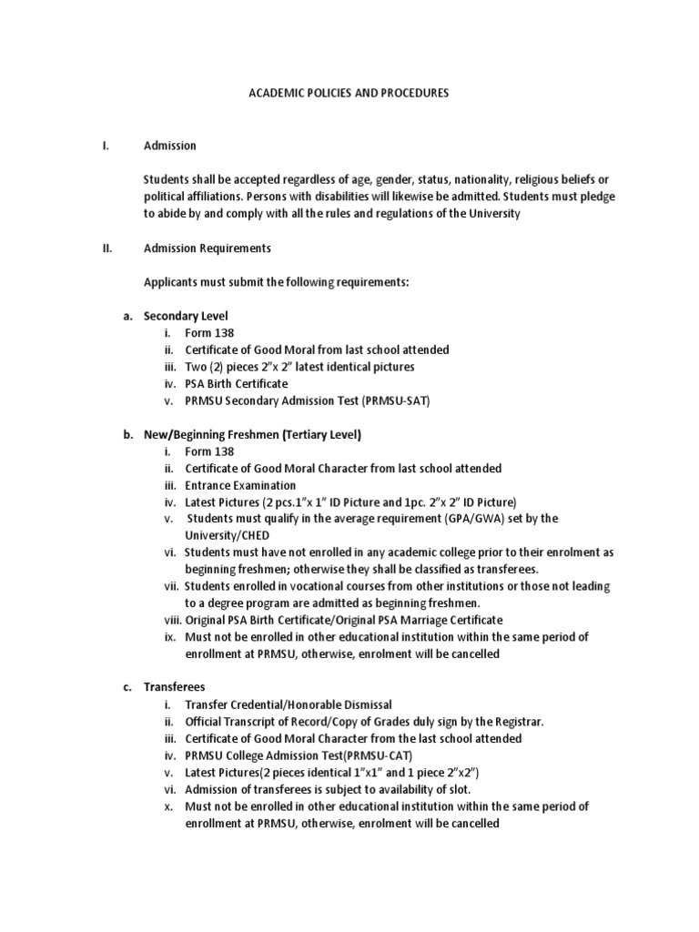 Academic Policies and Procedures | PDF | Thesis | University And ...