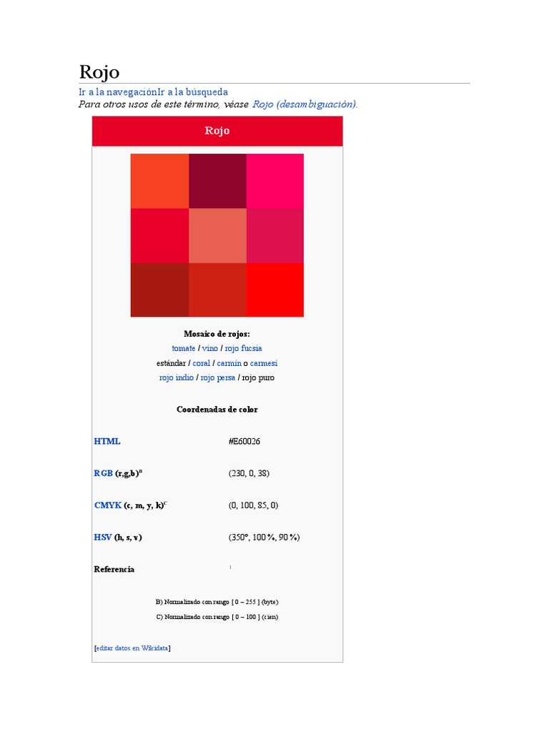 Espectro y propiedades del color rojo | PDF | Rojo | Color