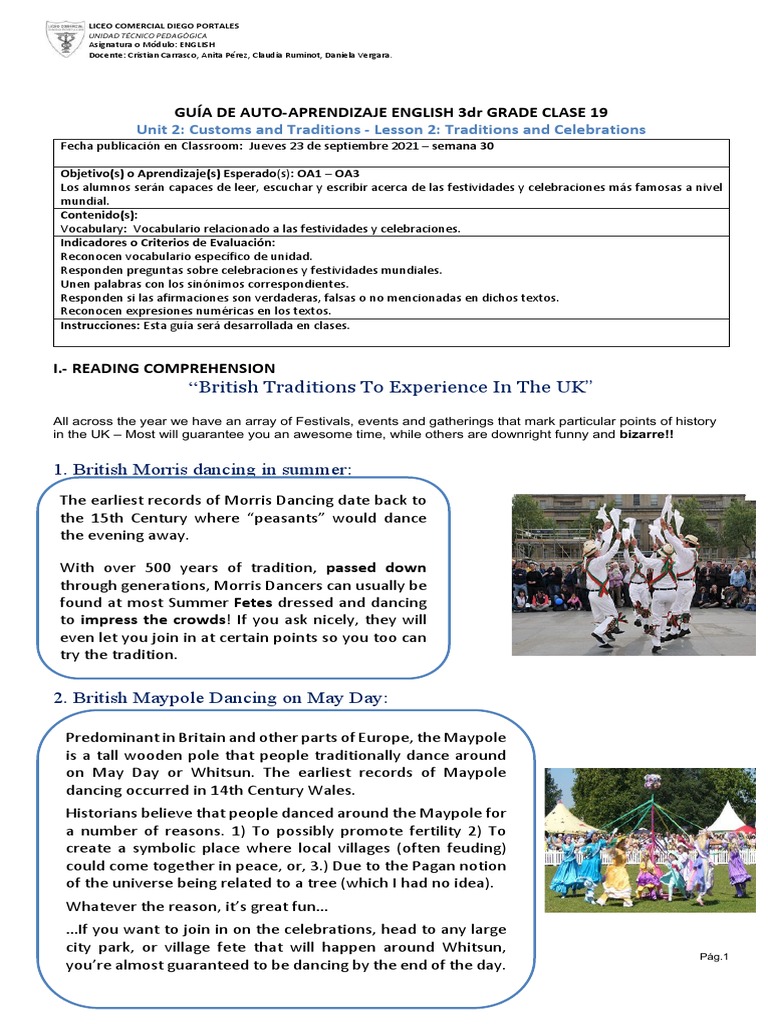 Worksheet Unit 2 Lesson Nº1 | PDF | Traditions | Folklore