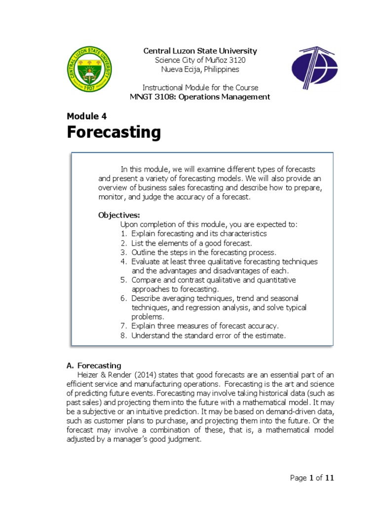 Mngt 3108 M4 Forecasting Pdf Forecasting Errors And Residuals