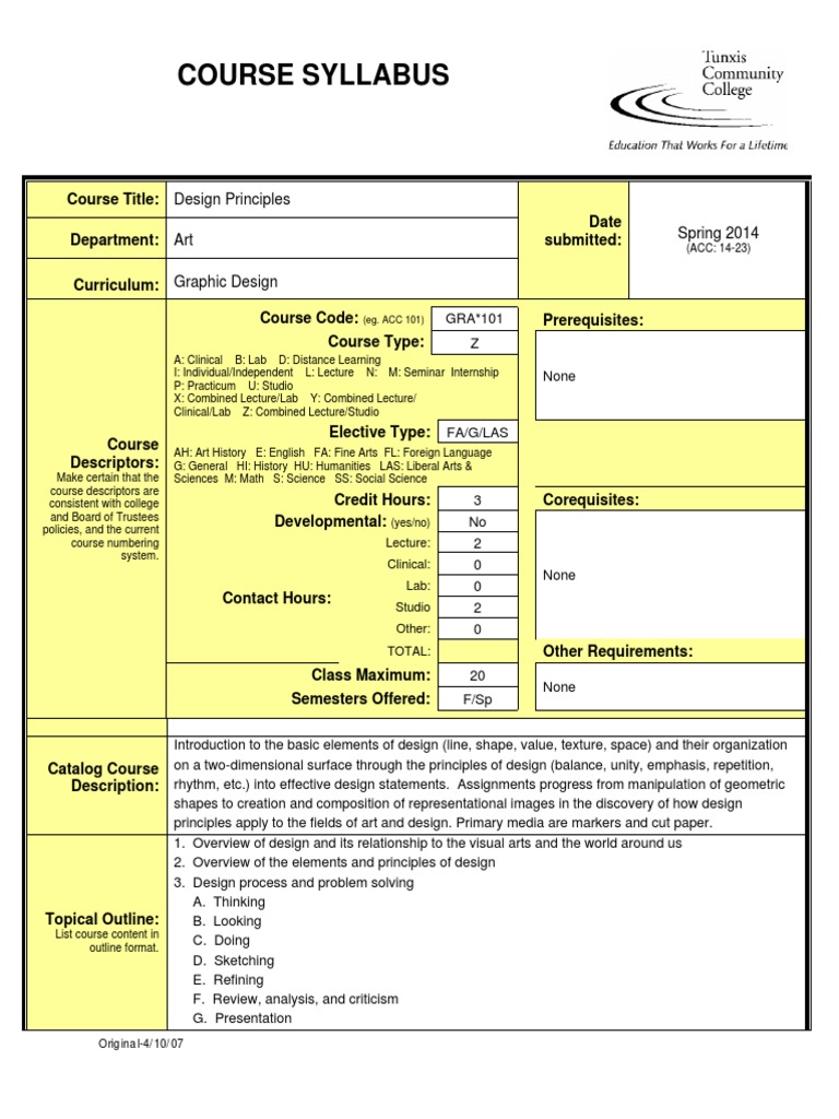 Course Syllabus: Spring 2014 | Download Free PDF | Design | Composition ...