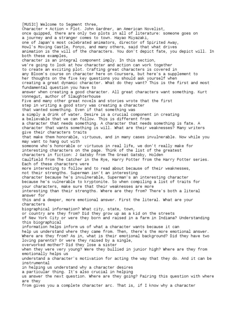 Character-driven plot in animation | PDF | Plot (Narrative)