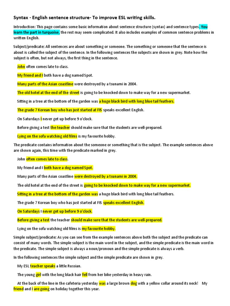 Examples Of Syntax Sentences