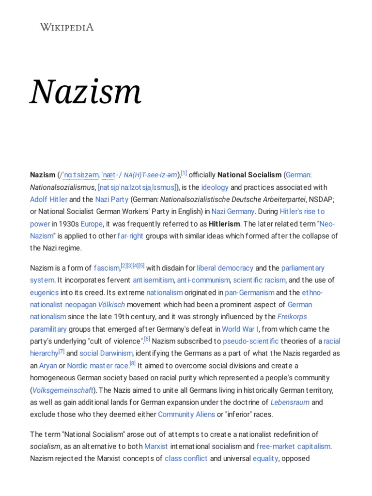 Nazism - Wikipedia | PDF | Nazism | Nazi Party