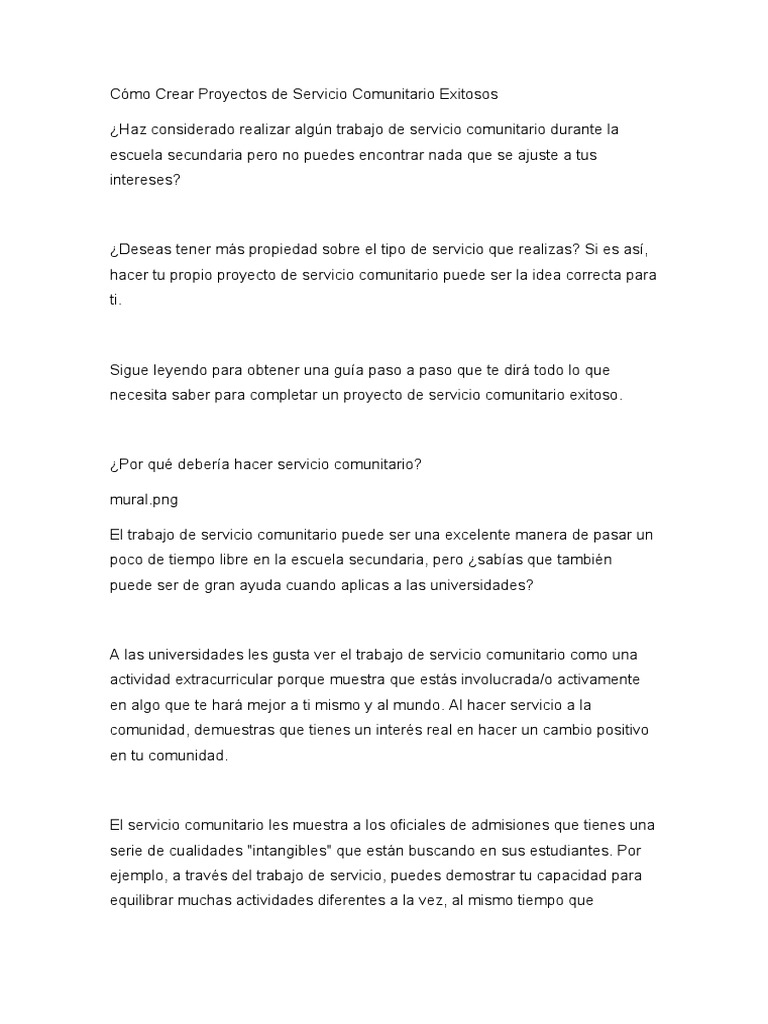 Cómo Crear Proyectos de Servicio Comunitario Exitosos | PDF | Liderazgo ...
