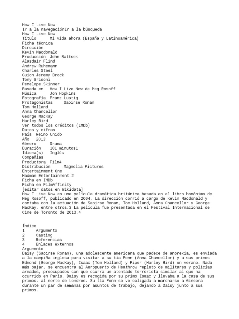 How I Live Now | PDF | Novela negra, policíaca y suspenso