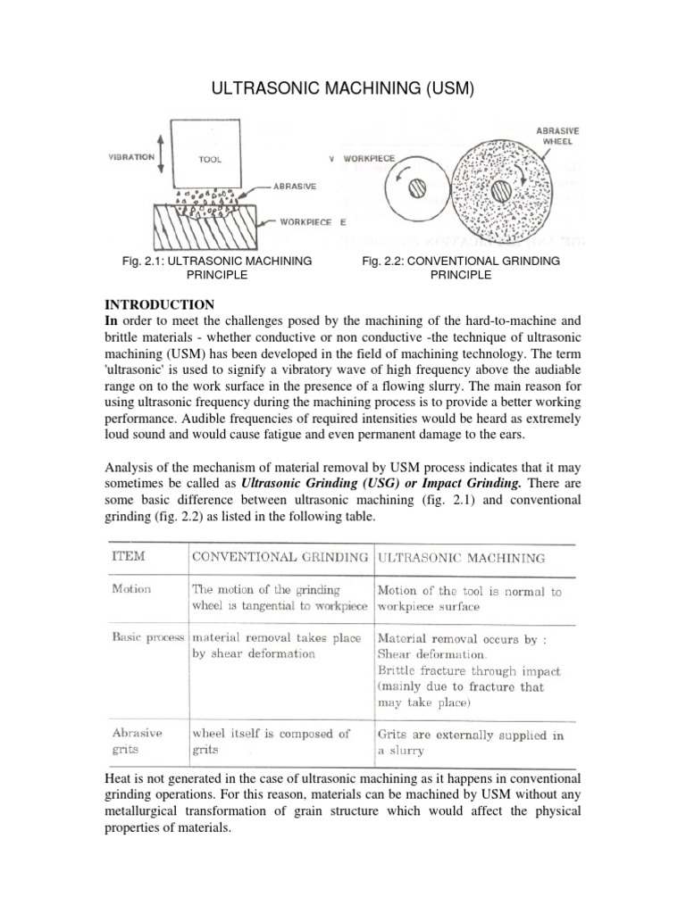Ultrasonic Machining (Usm) | PDF | Welding | Construction