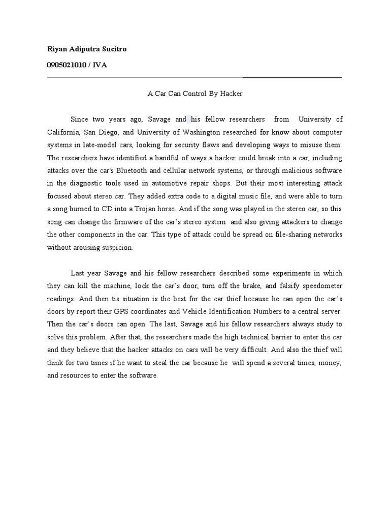 Car Hacking Vulnerabilities Explored | PDF | Technology & Engineering ...