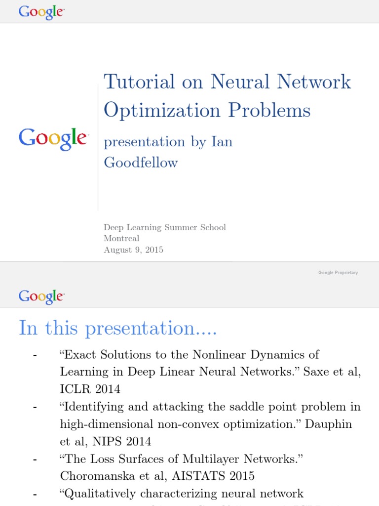 Tutorial On Neural Network Optimization Problems: Presentation by Ian Goodfellow | Download Free ...