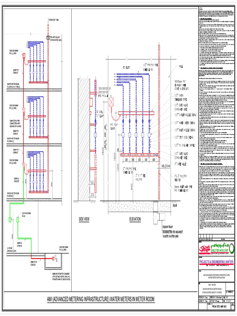 3a Domestic Water Meter Installation in Meter Room Drawing ...