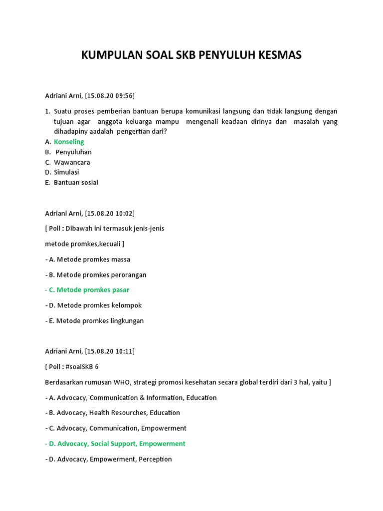 Kumpulan Soal SKB Penyuluh Kesmas | PDF
