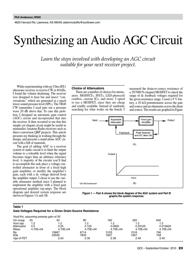 Synthesizing An Audio AGC Circuit | PDF | Operational Amplifier | Field ...