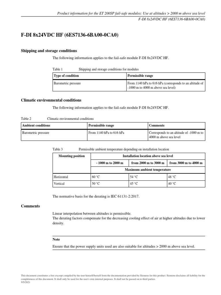 Product Information For The ET 200SP Fail-Safe Modules - Use at ...