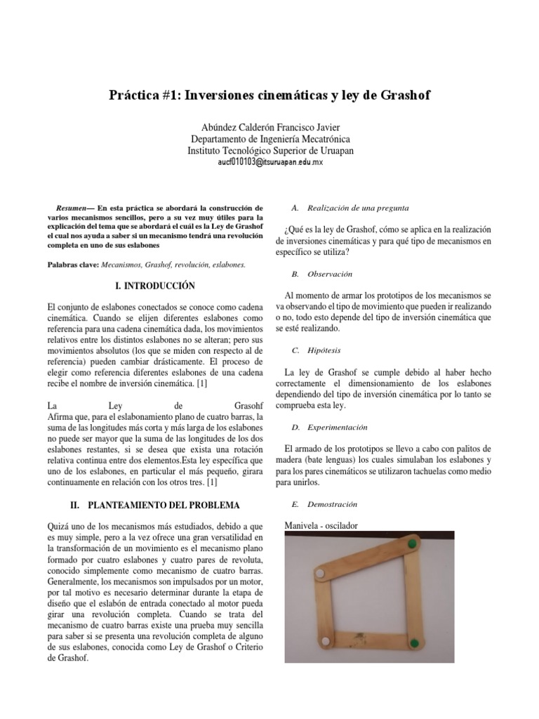 Ley de Grashof en Mecanismos | PDF | Cinemática | Science
