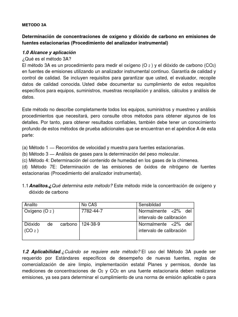 Metodo 3a Epa | PDF | Oxígeno | Calibración