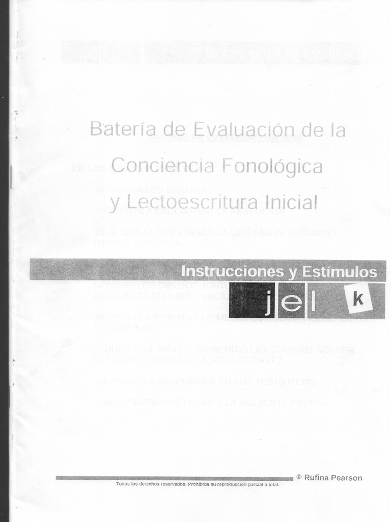 JEL K Bateria de Evaluacion de La Concienca Instrucciones y Estimulos | PDF