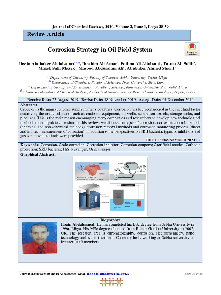 Corrosion Strategy in Oil Field System 2020 | PDF | Corrosion | Anode