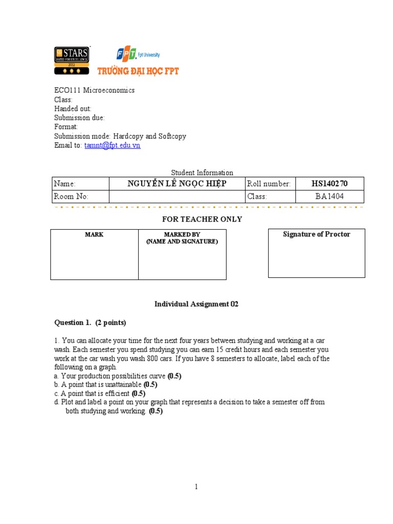 ECO101 - Assignment02 - Nguyễn Lê Ngọc Hiệp | PDF | Elasticity (Economics) | Supply (Economics)