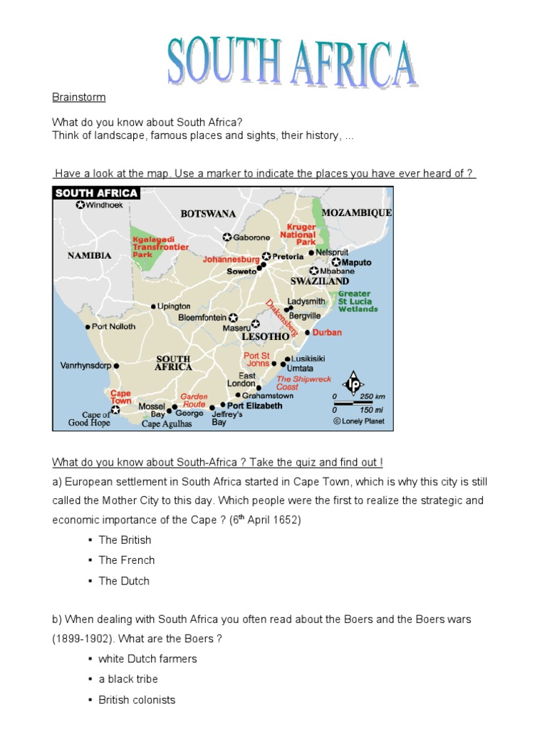 South Africa Worksheets | PDF | South Africa | Accent (Sociolinguistics)