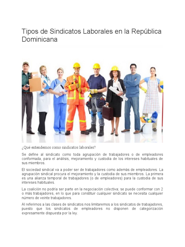 Tipos de Sindicatos Laborales en La República Dominicana Expo | PDF | Sindicato | República ...