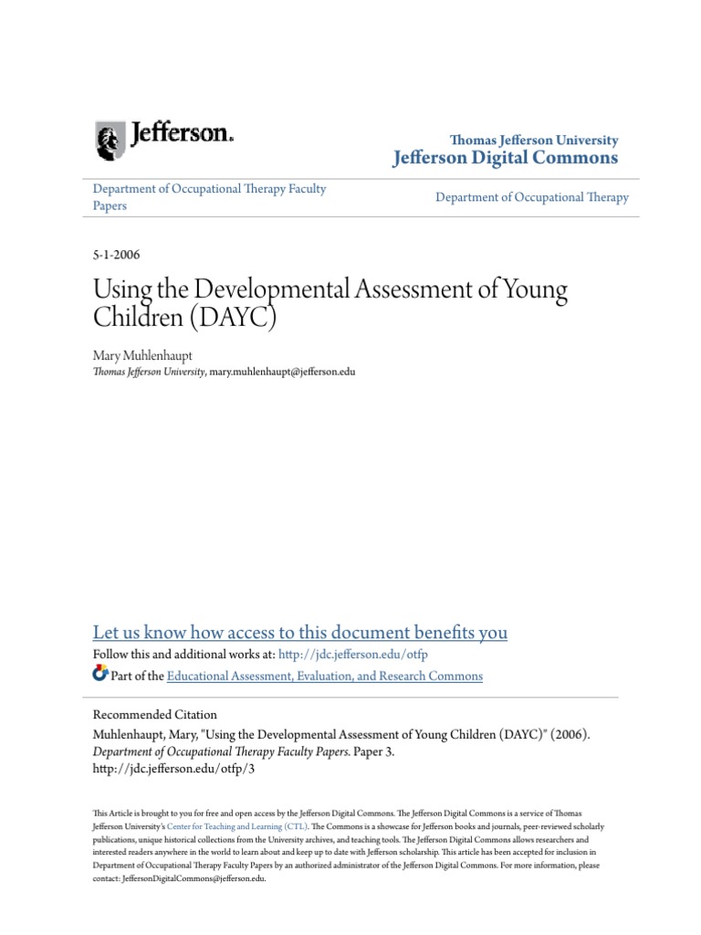 DAYC: Developmental Assessment Guide | PDF | Relationships | Child ...