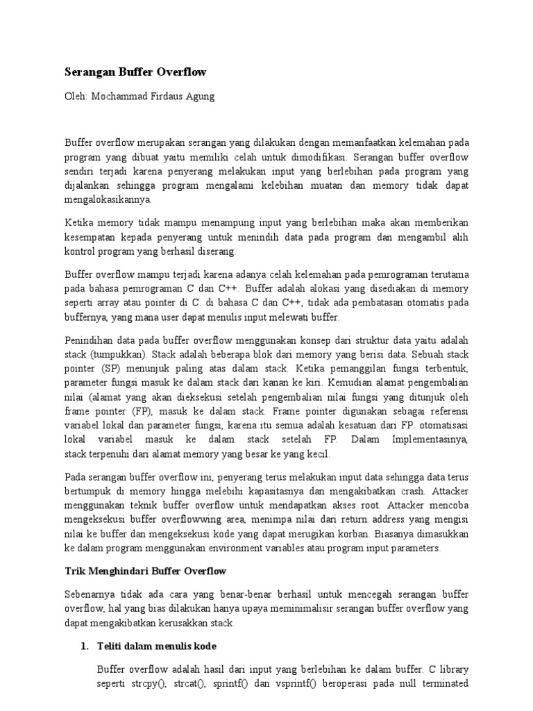 Serangan Buffer Overflow | PDF
