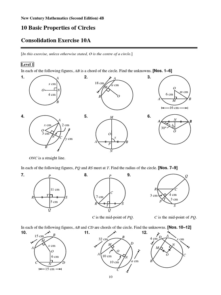 Circle Worksheet 1 Key | PDF | Euclidean Plane Geometry | Circle