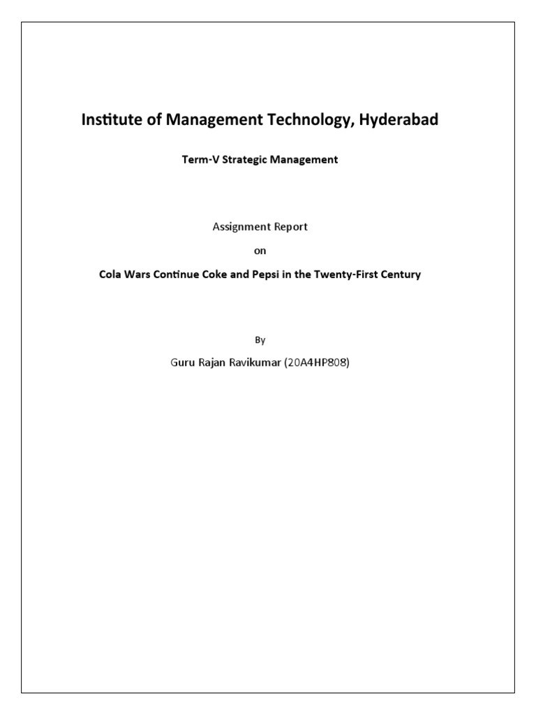 Cola Wars Continue Coke And Pepsi In The Twenty First Century Pdf