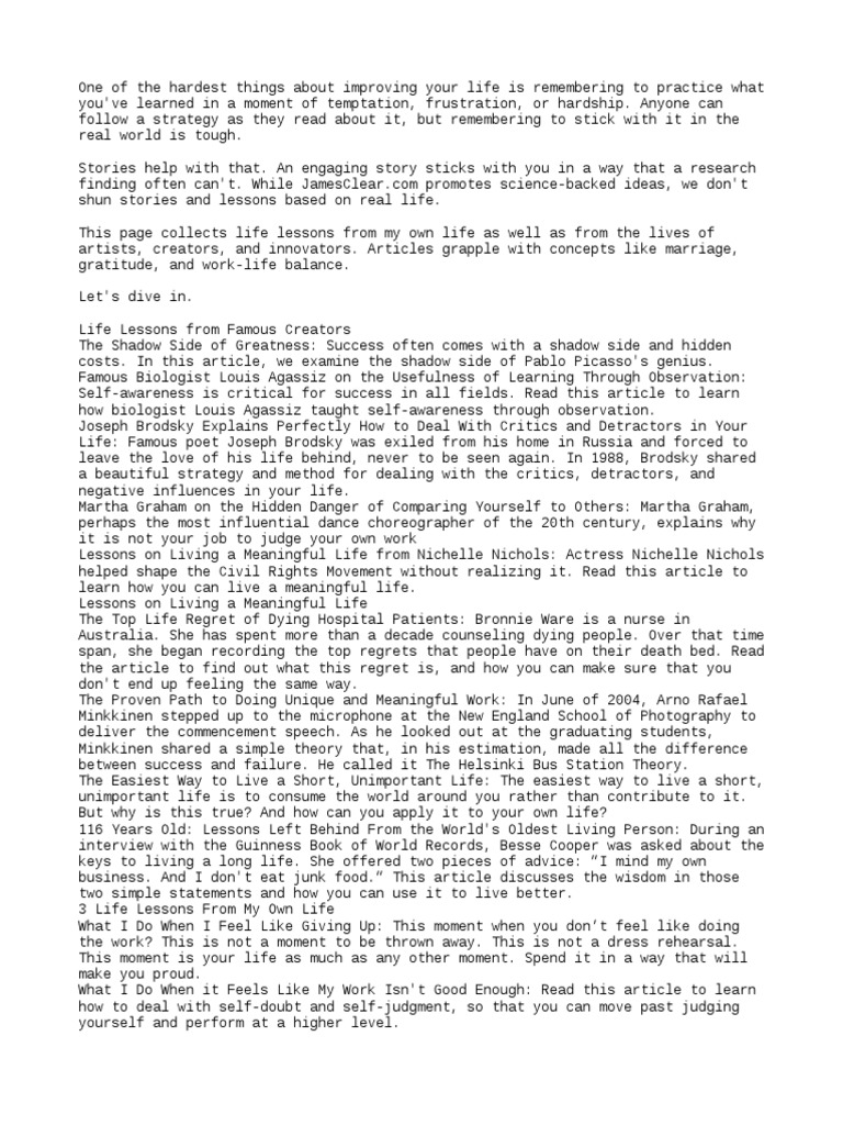 Life Lessons | PDF