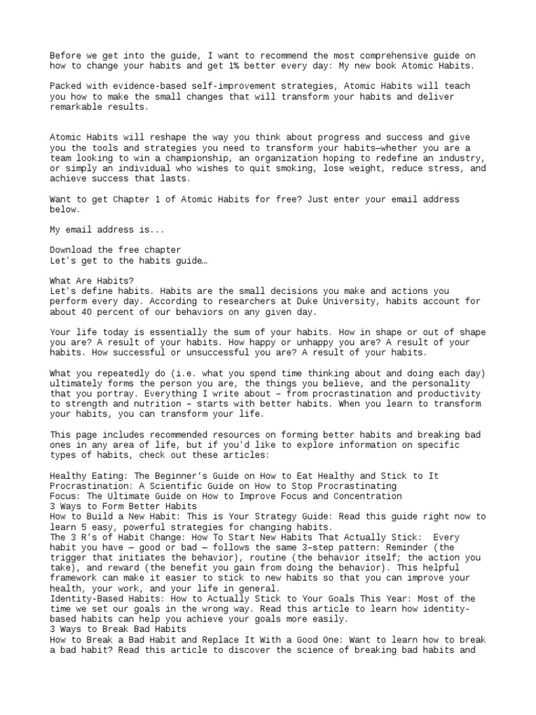 The Habits Guide How To Build Good Habits and Break Bad Ones | PDF ...