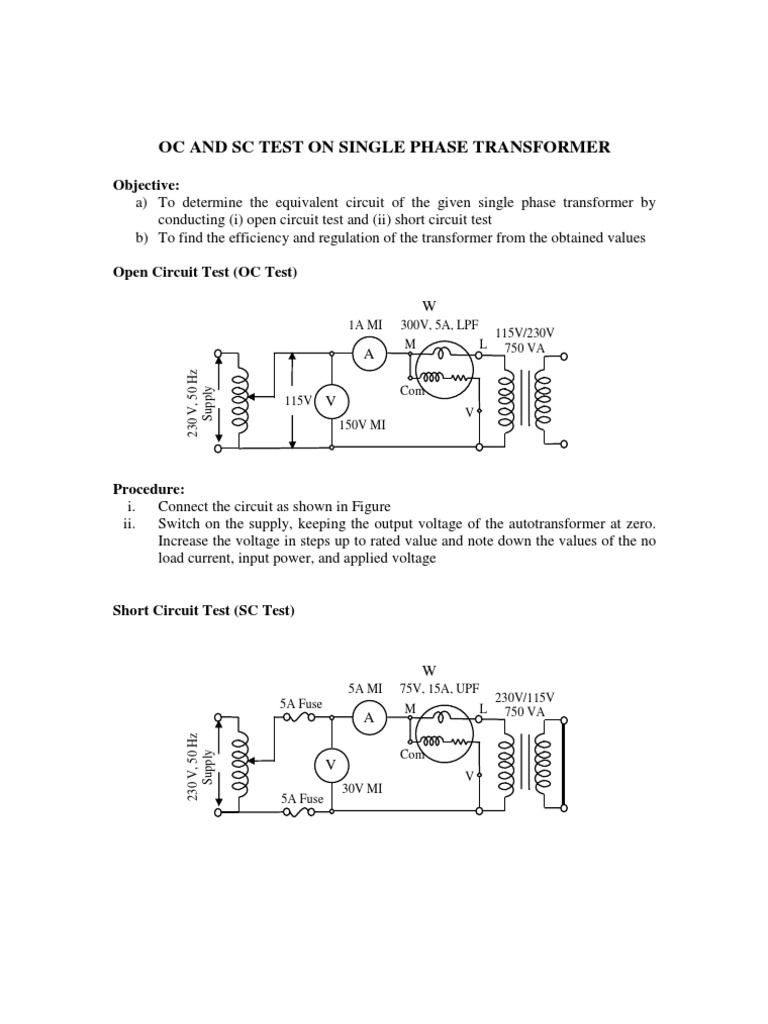 OC&SC Test | PDF | Transformer | Electric Power