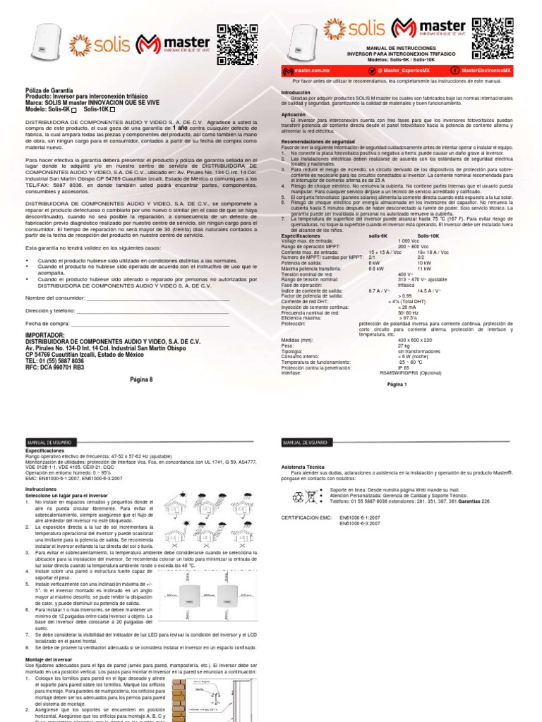 Solis 6K 10K | PDF | Corriente continua | Ingenieria Eléctrica