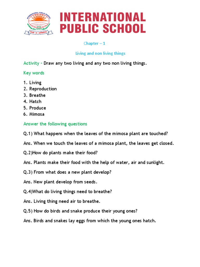 Chapter - 1 Living Things and Non Living Things | PDF