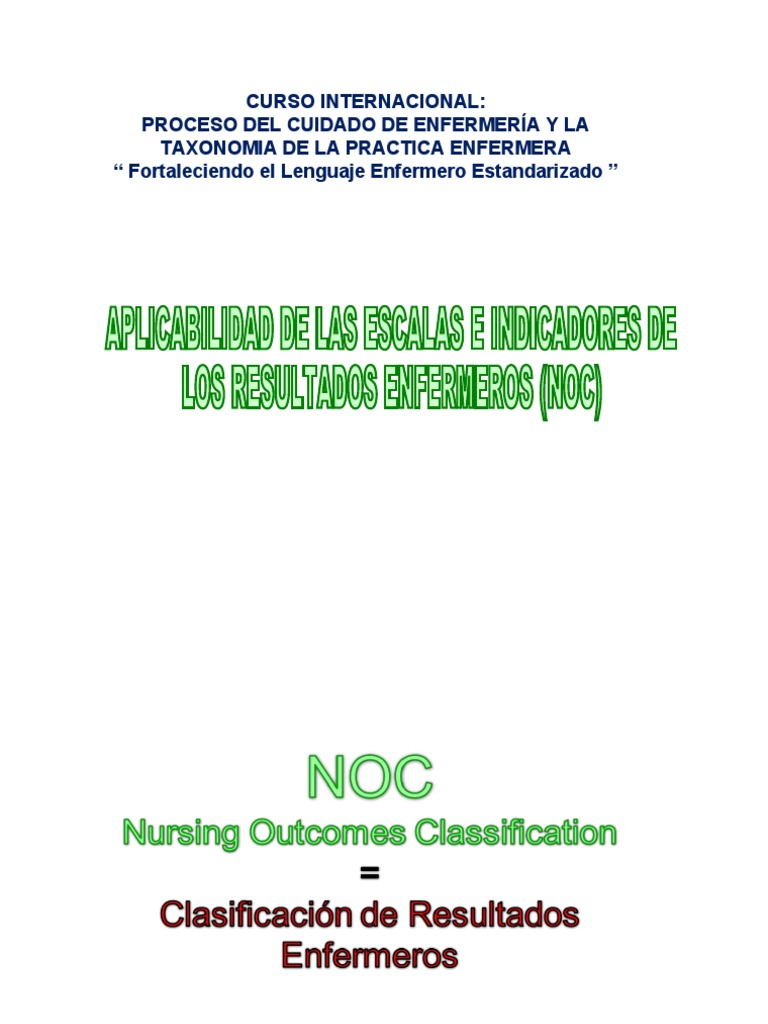 Enfermería General II - Escalas NOC | PDF | Enfermería | Diagnostico medico
