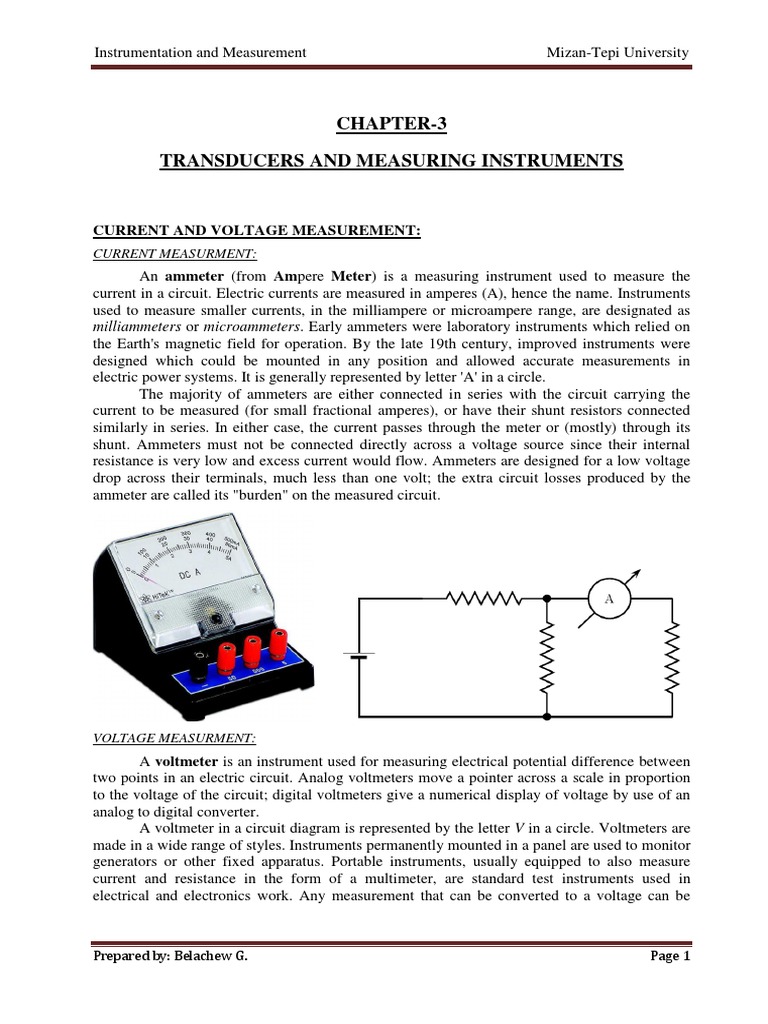 Chapter-3 Transducers and Measuring Instruments: Current and Voltage ...
