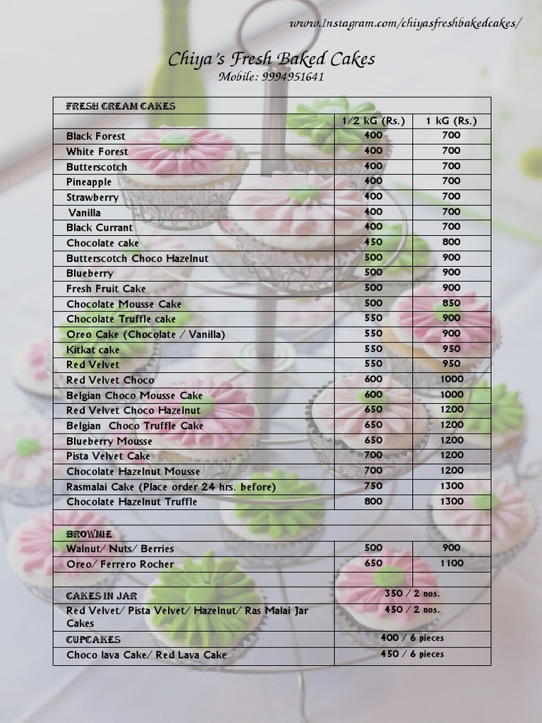 Cake Menu Sep 2021 | PDF | Cakes | Western Cuisine