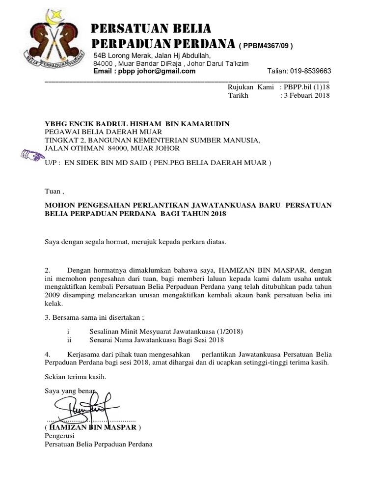 Contoh Surat Rasmi Kepada Pegawai Jbelia Daerah | PDF