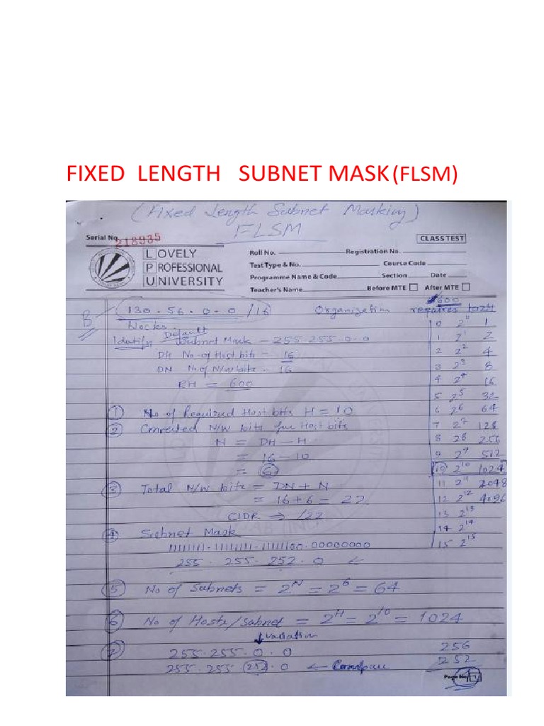 FIXED LENGTH SUBNET MASK Nmerical | PDF