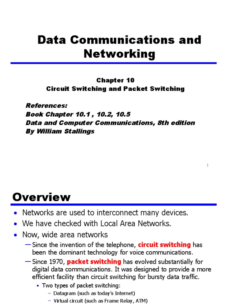 Data Communications and Networking: Circuit Switching and Packet Switching | PDF | Packet ...