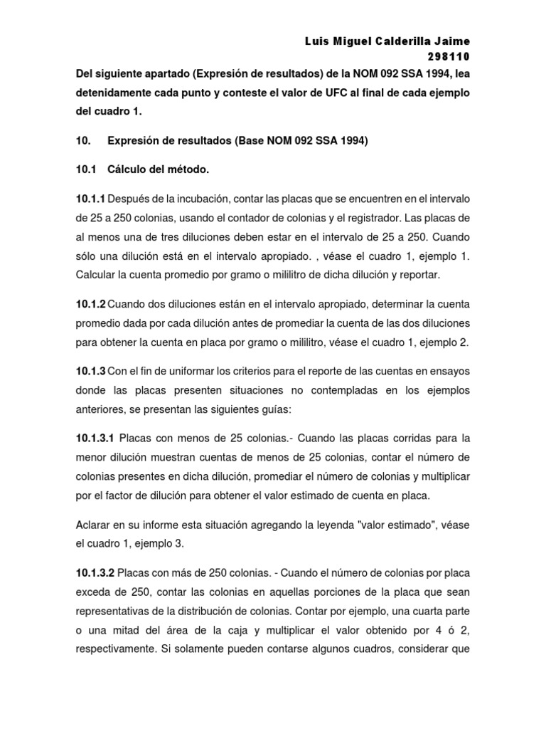 Actividad. Expresión de Resultados NOM 092 | PDF