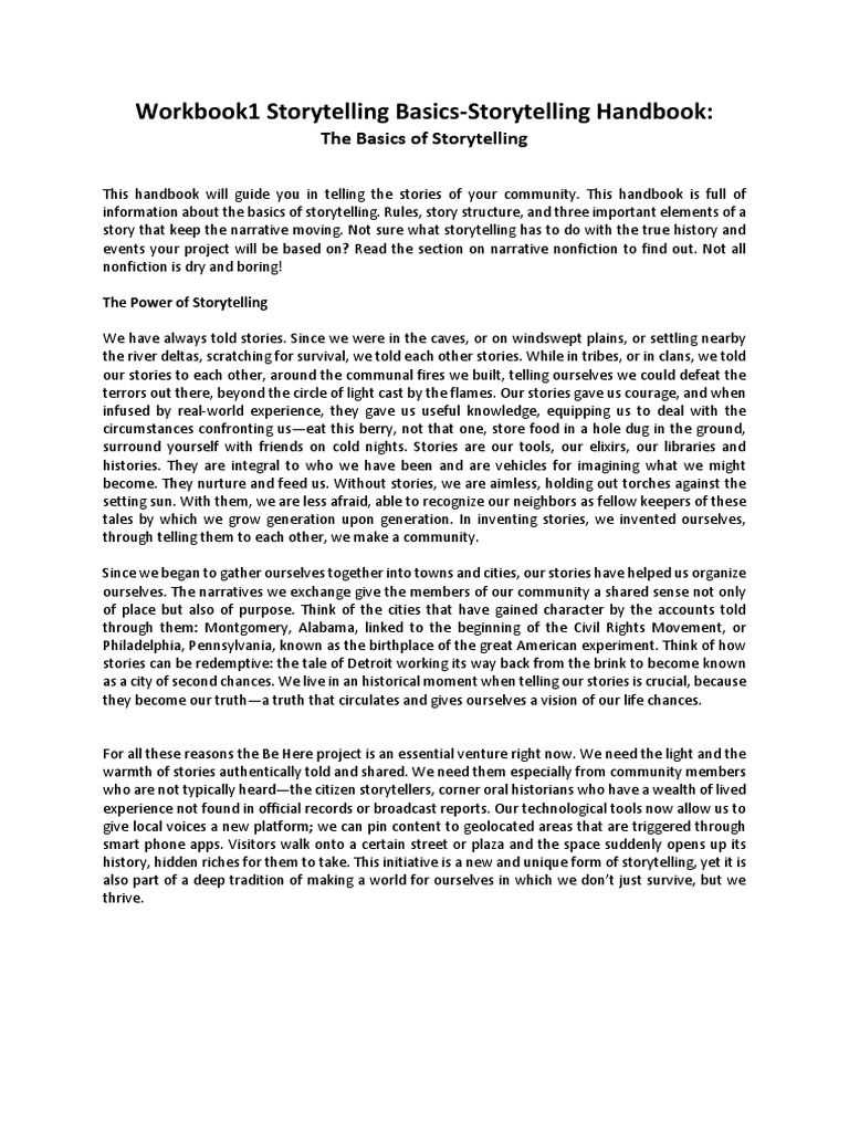Workbook1 +Storytelling+Basics Storytelling+Handbook | PDF ...