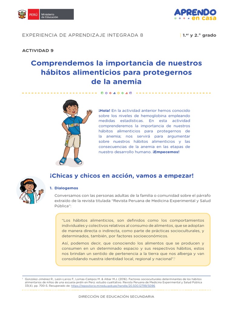 Exp8 Ebr Secundaria 1y2 Exploramosyaprendemos Actividad9 | PDF | Alimentos | Aprendizaje