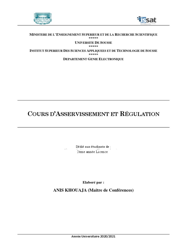 Asservissement et régulation en automatique | PDF | Automatisation ...